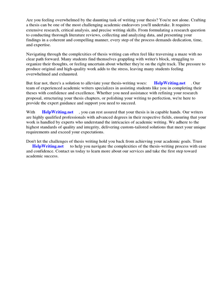 Thesis Writing Help and Support Services | PDF
