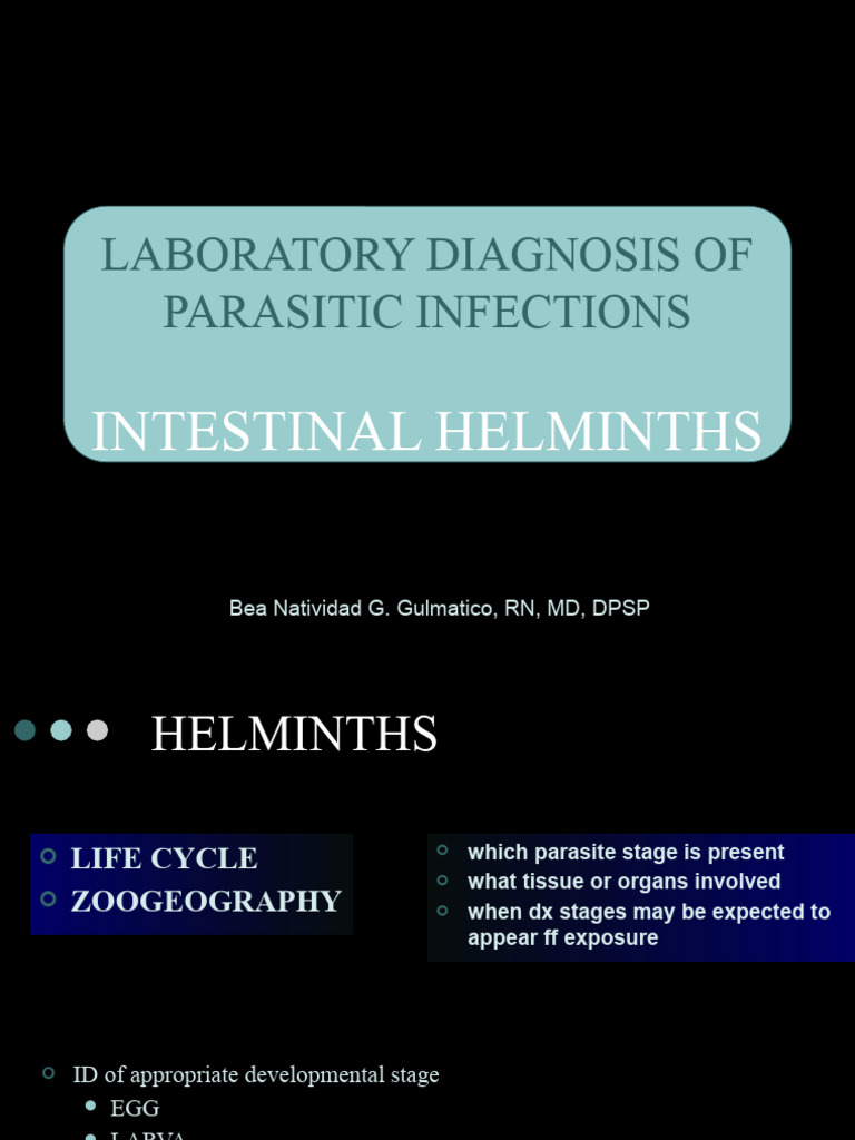 Laboratory Diagnosis of Intestinal Helminths | PDF | Microbiology ...