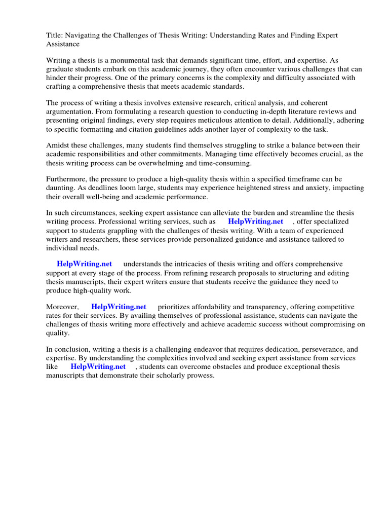 Thesis Writing Rates | PDF