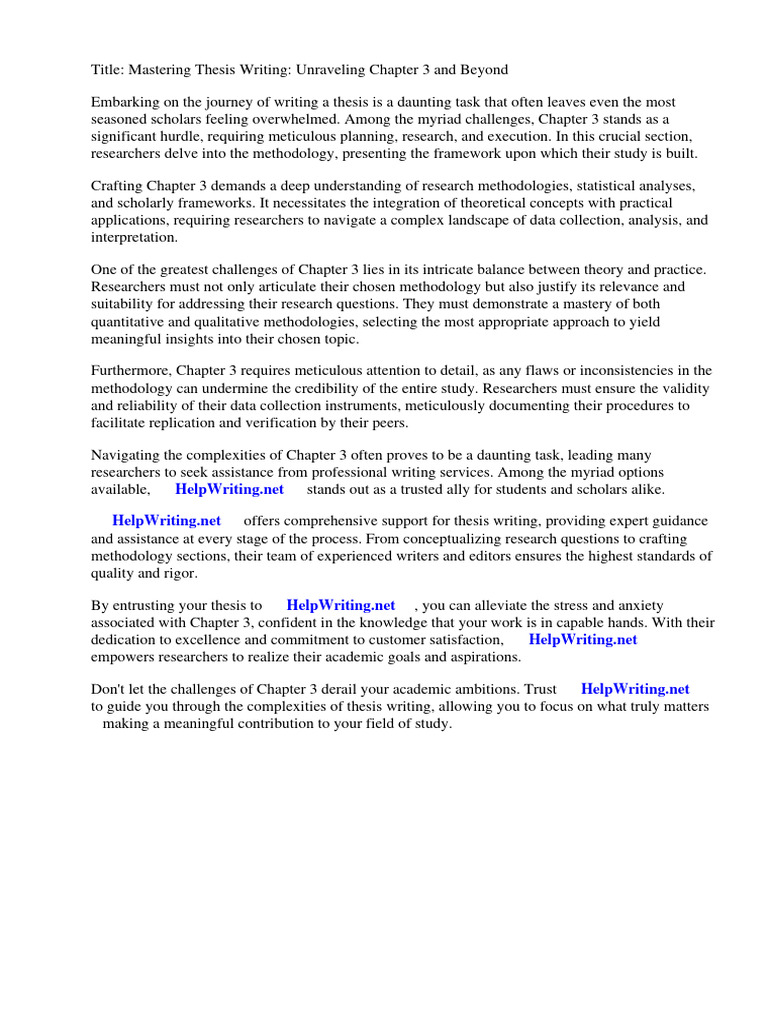 Thesis Parts Chapter 3 | PDF | Thesis | Methodology