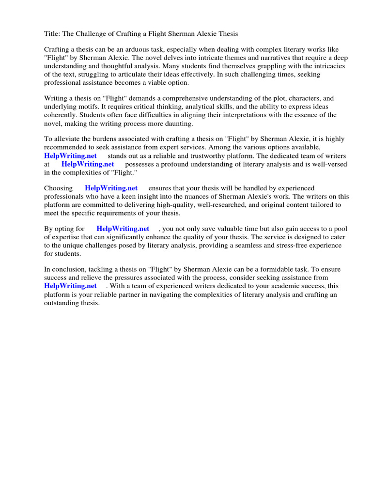 Crafting a Thesis on Alexie's "Flight" | PDF