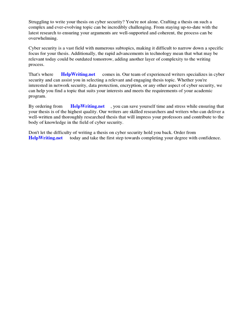 Cyber Security Thesis Writing Help | PDF | Security | Computer Security