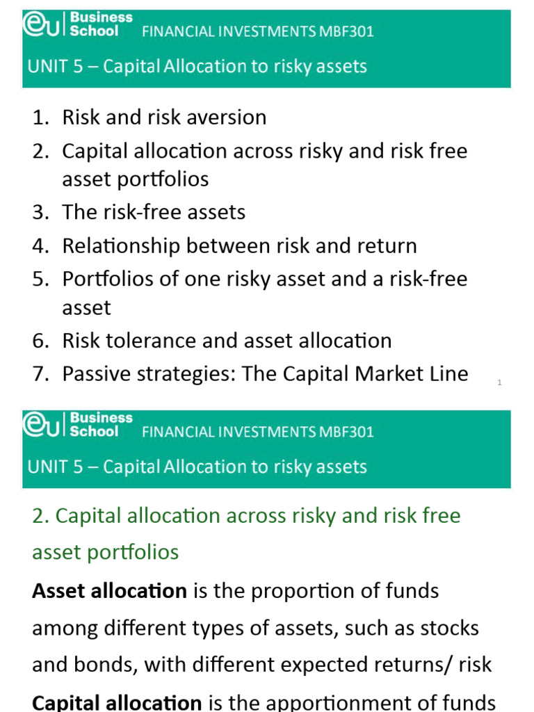 0522 Capital Allocation UNIT 5 | PDF | Capital Asset Pricing Model ...