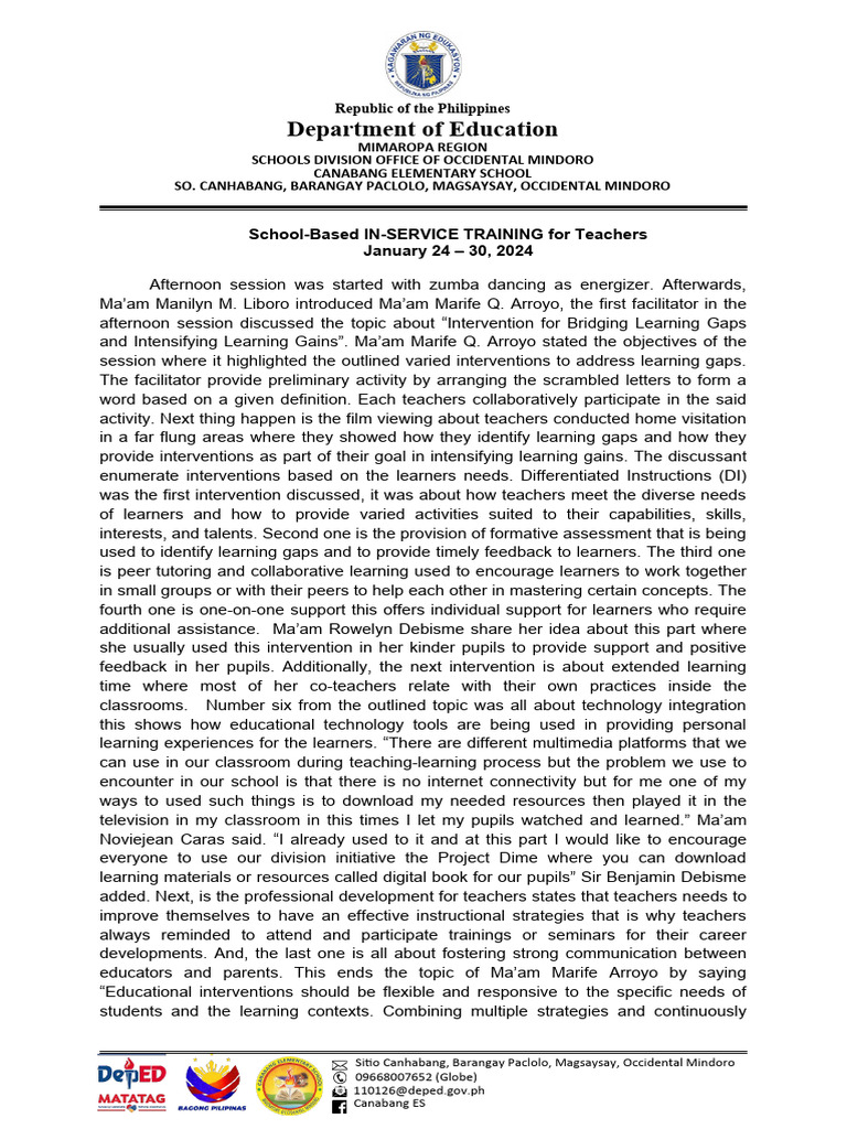 Inset Narrative 2024 | Download Free PDF | Learning | Educational Technology