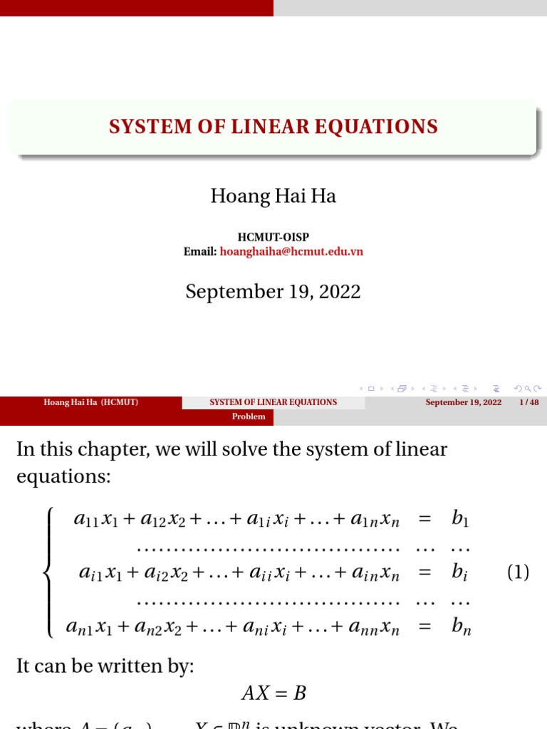 System Linear Equation | Download Free PDF | Matrix (Mathematics) | System Of Linear Equations