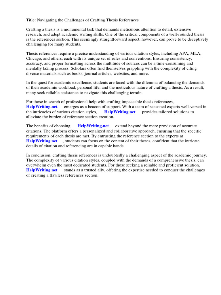 How To Write Thesis References | PDF
