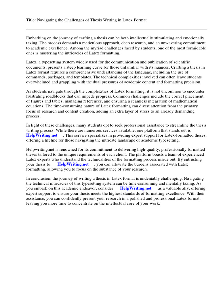 Thesis Latex Format | PDF | Thesis | Te X