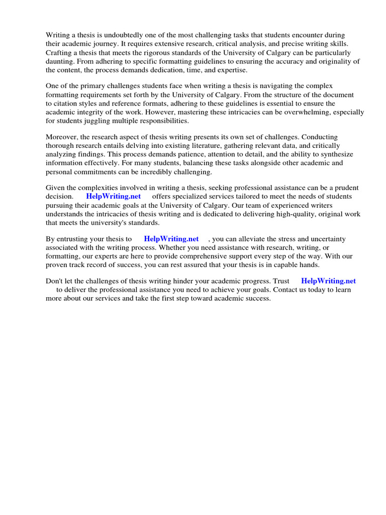 Thesis Writing Support for Calgary Students | PDF