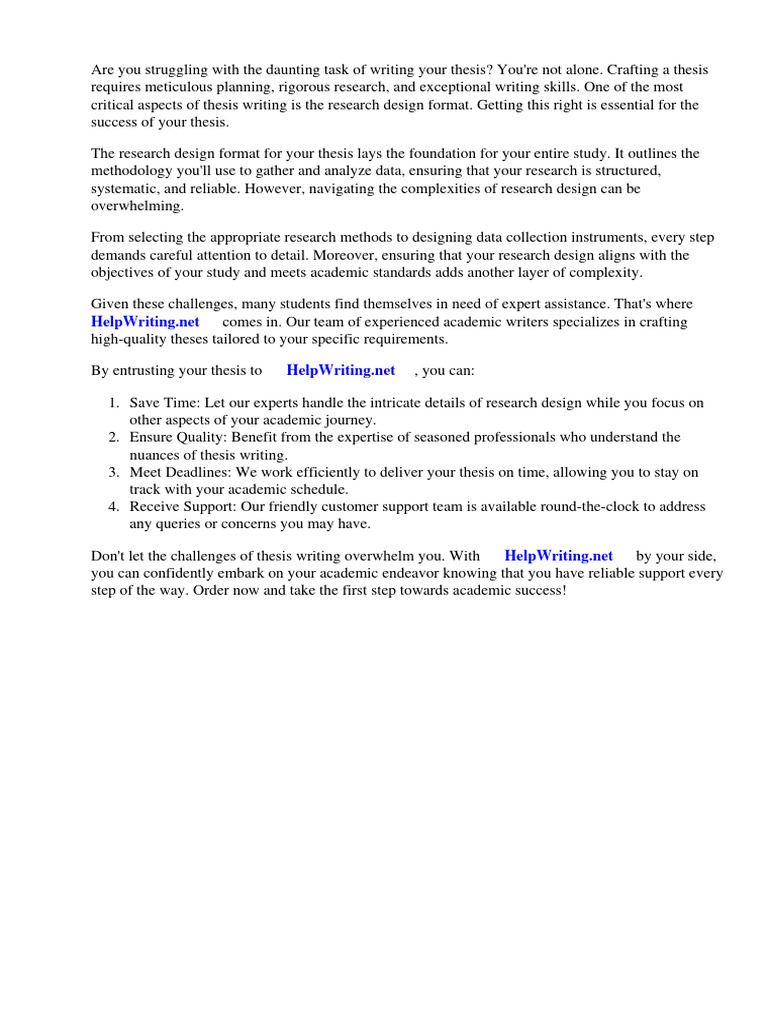 Research Design Format For Thesis | PDF