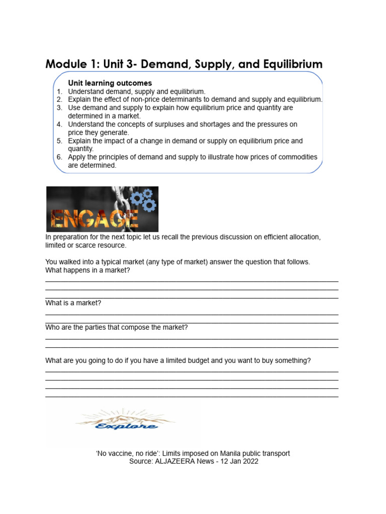 Module 1 Unit 3 - Demand - Supply | PDF | Supply (Economics) | Demand