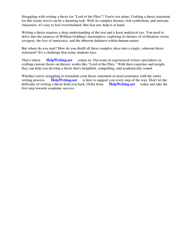 Crafting a Thesis for Lord of the Flies | PDF | Philosophy | Young Adult