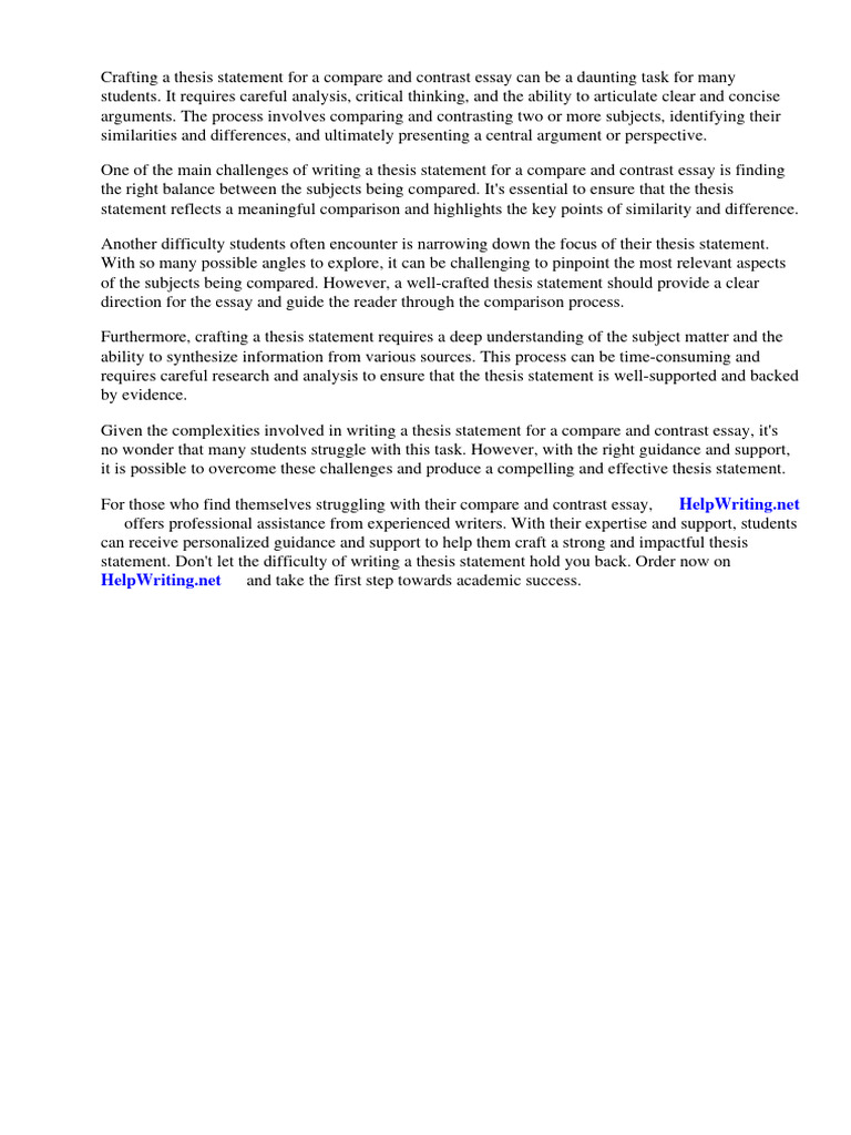 Thesis Statement of Compare and Contrast Essay Example | PDF | Essays ...