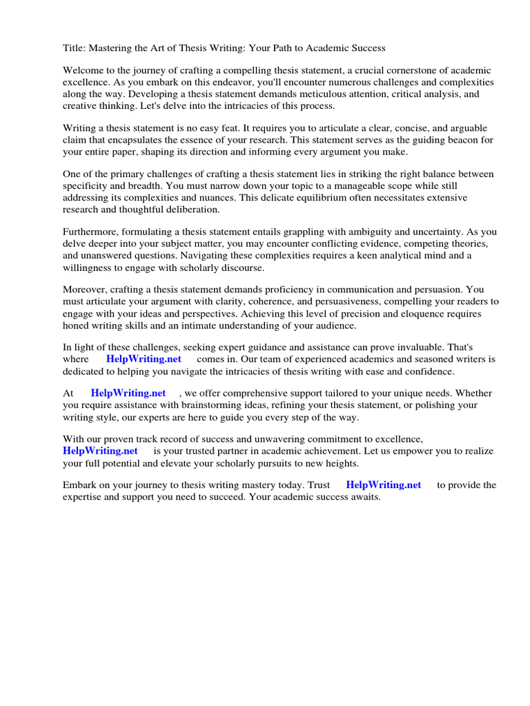 Crafting Effective Thesis Statements | PDF | Essays | Thesis