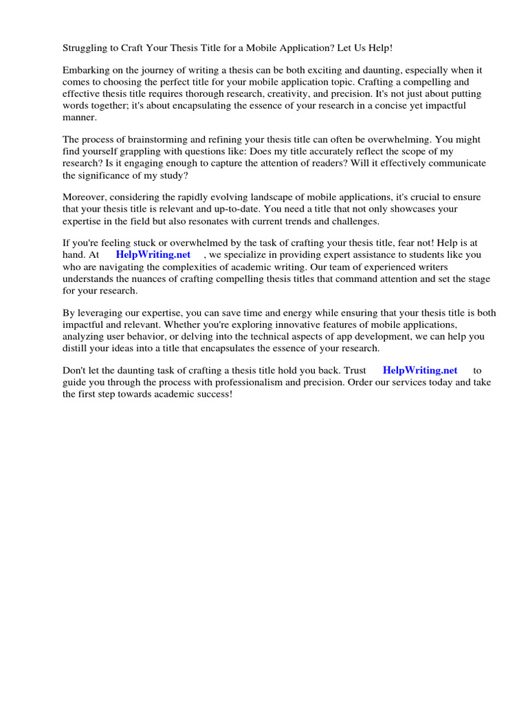 Thesis Title For Mobile Application | PDF | Thesis | 3 G