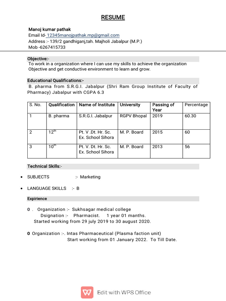 Manoj Resume | PDF