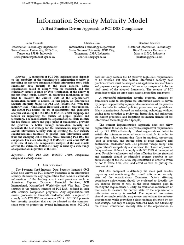 2016 - Information Security Maturity Model - A Best Practice Driven ...