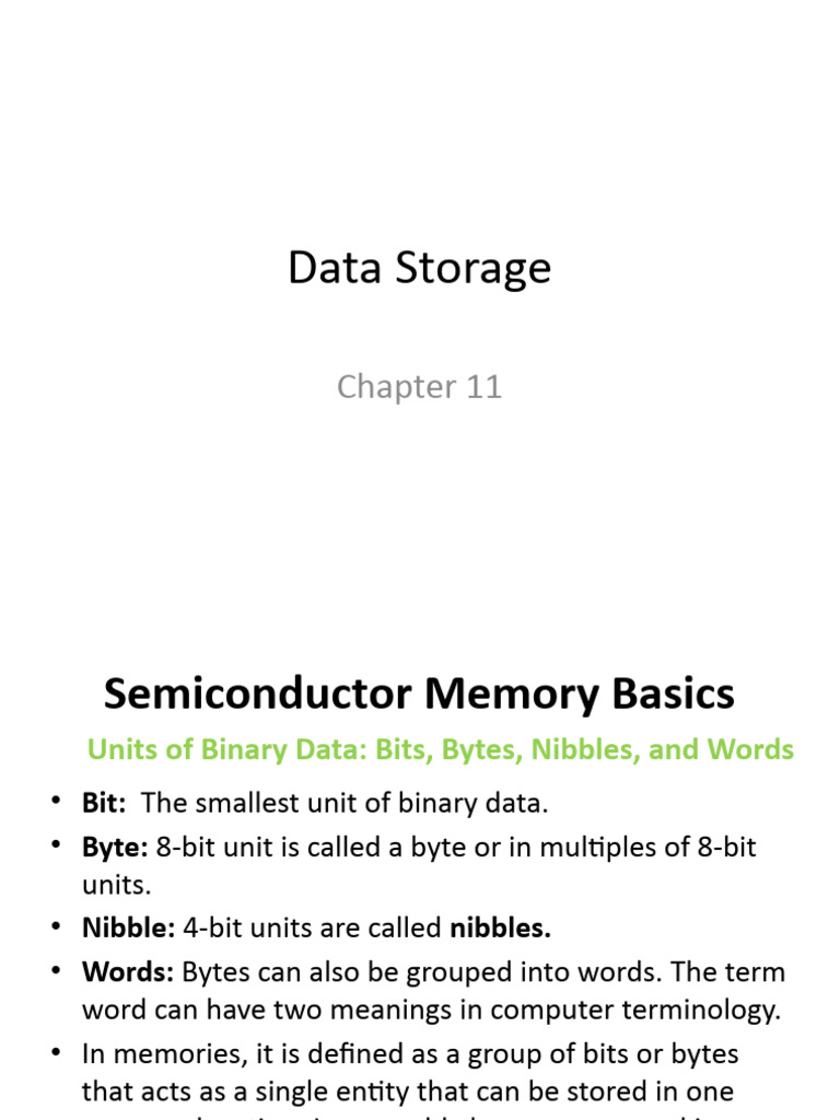 Lec 15 - Chap 11 - Data Storage | PDF | Random Access Memory | Dynamic Random Access Memory