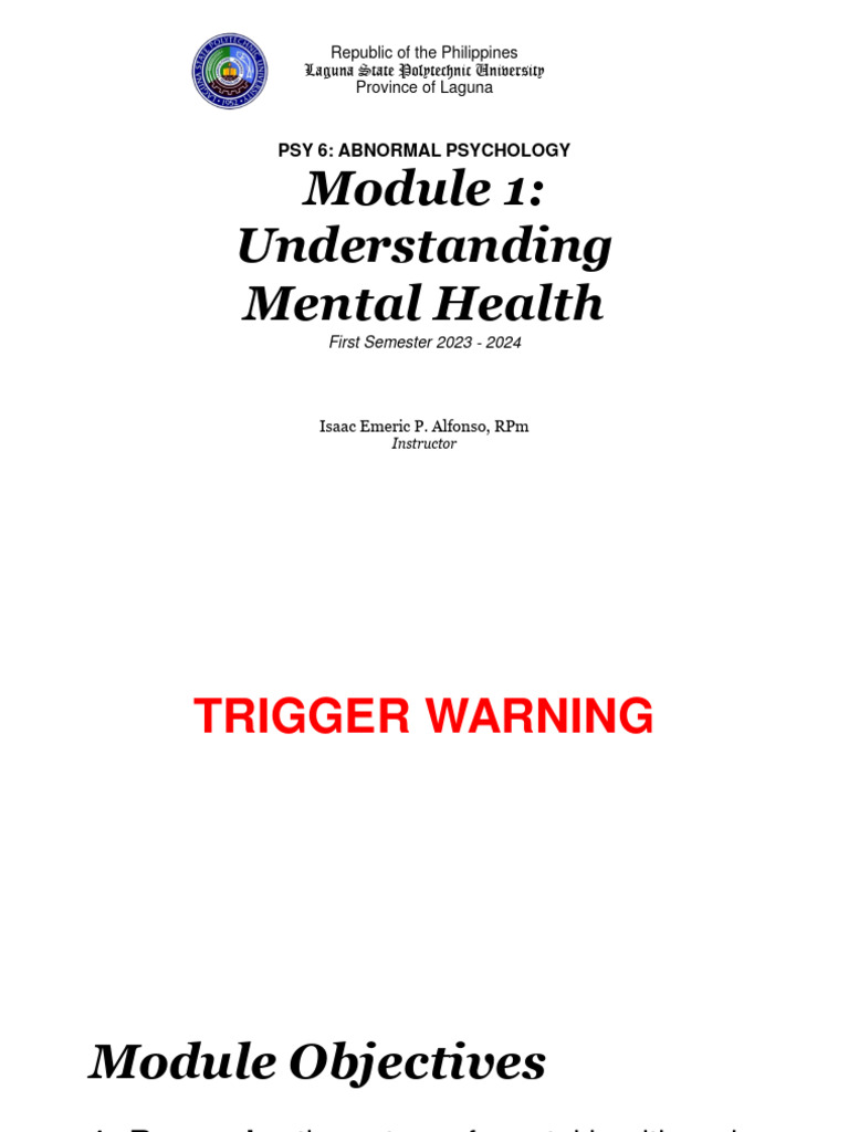 Module 1 Understanding Mental Health and Abnormal Behavior | PDF | Science & Mathematics