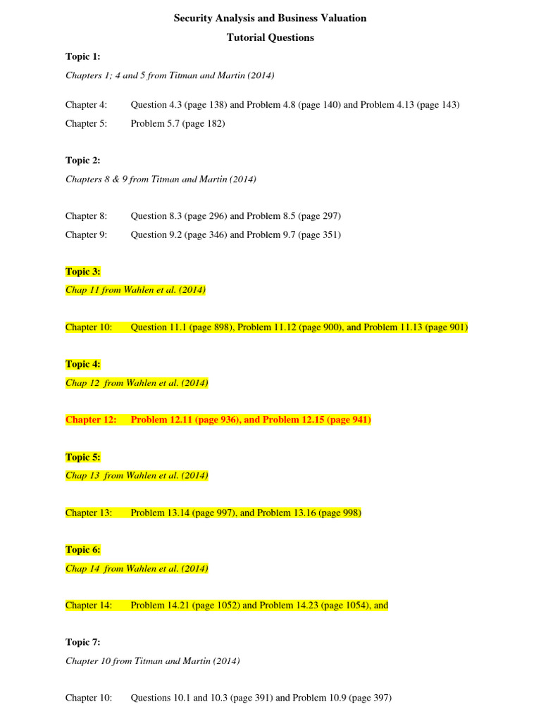 FIN306 Tutorial Questions | PDF