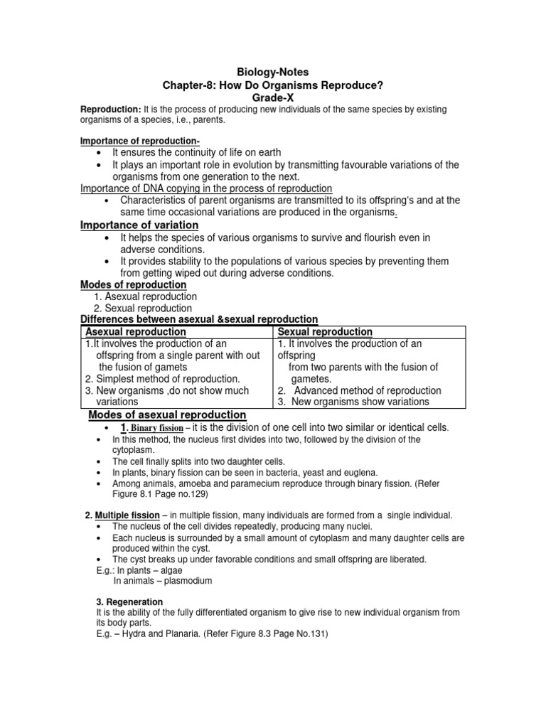How - Do - Organisms - Reproduce - Full Notes | PDF | Reproduction ...
