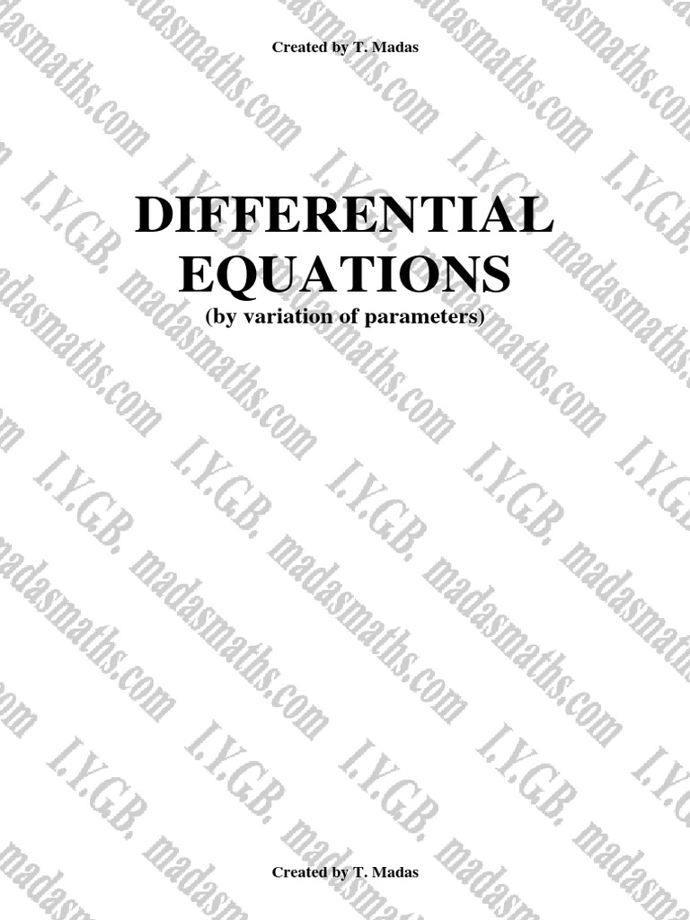 Odes by Variation of Parameters | PDF | Equations | Differential Calculus