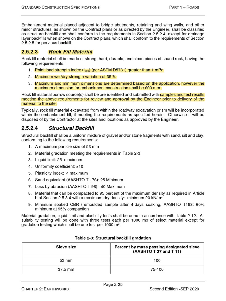 ROCK Fill Specifiation & Standards | Download Free PDF | Road | Dam
