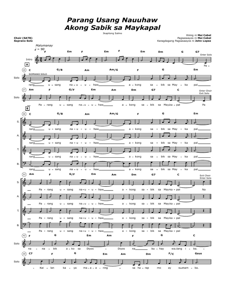 Parang Usang Nauuhaw Akong Sabik Sa Maykapal - For Release | PDF