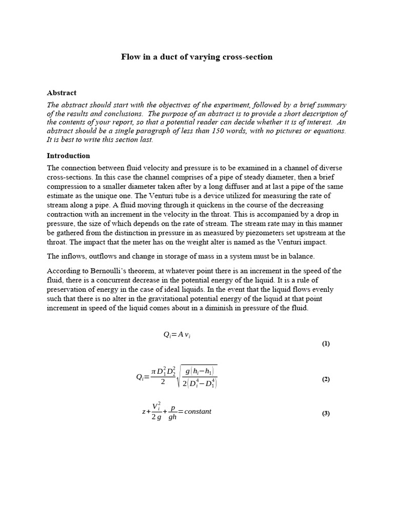 Flow in A Duct of Varying Cross-Section - SCRBD | PDF