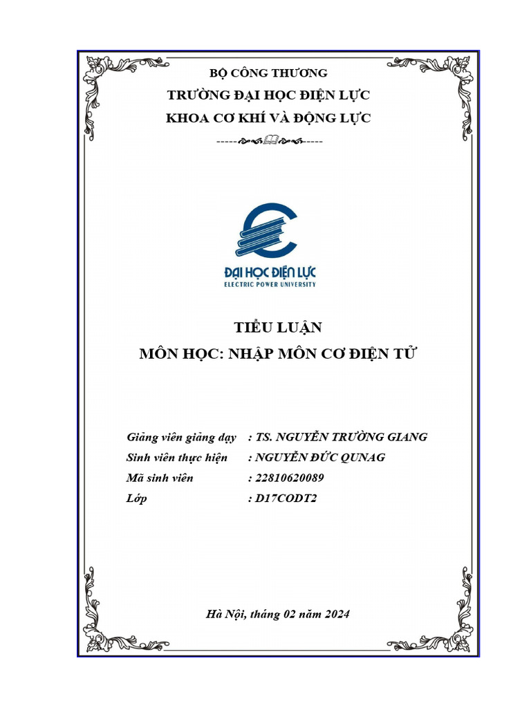 De Tieu Luan Mon Nhap Mon Co Dien Tu - 28.02.2024 | PDF