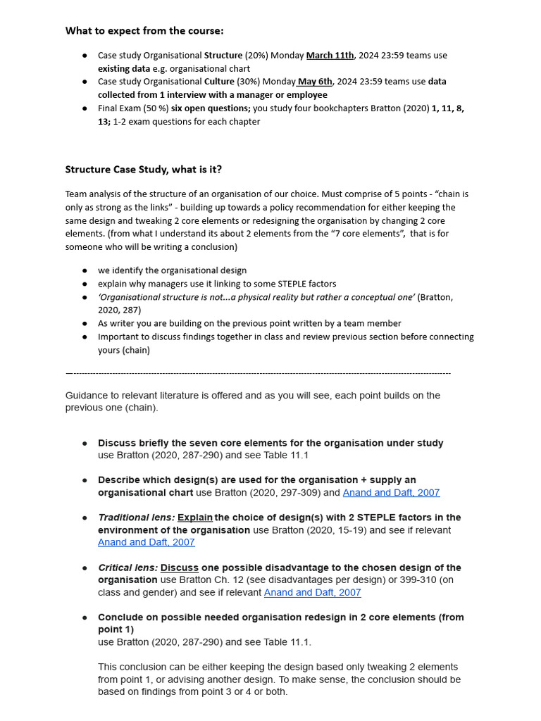 Organisational Structure Case Study Guide | PDF | Organizational ...