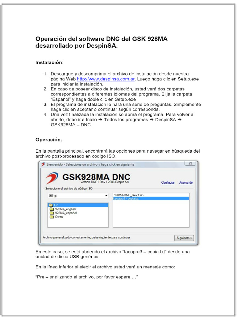 Operación Del Software DNC Del GSK 928MA | PDF