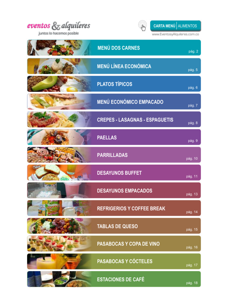 Menú Buffet Económico para Eventos | PDF