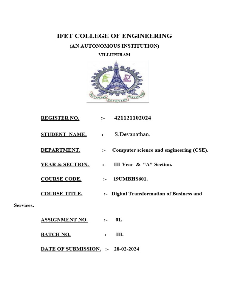 Digital Transformation Assignment CSE | PDF