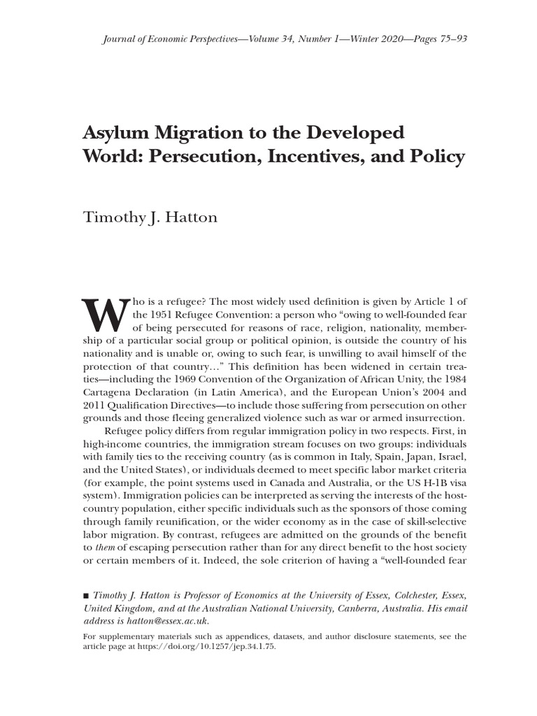 Asylum Migration To The Developed | PDF | Refugee | Human Migration