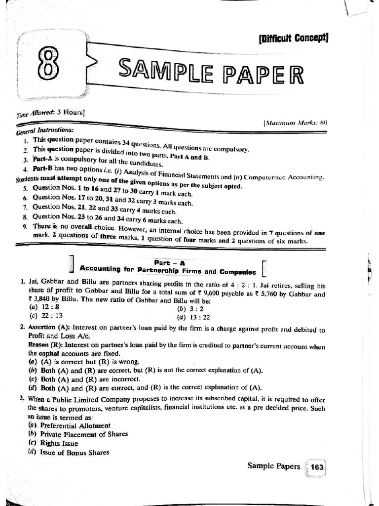 Sample Paper 8 | PDF