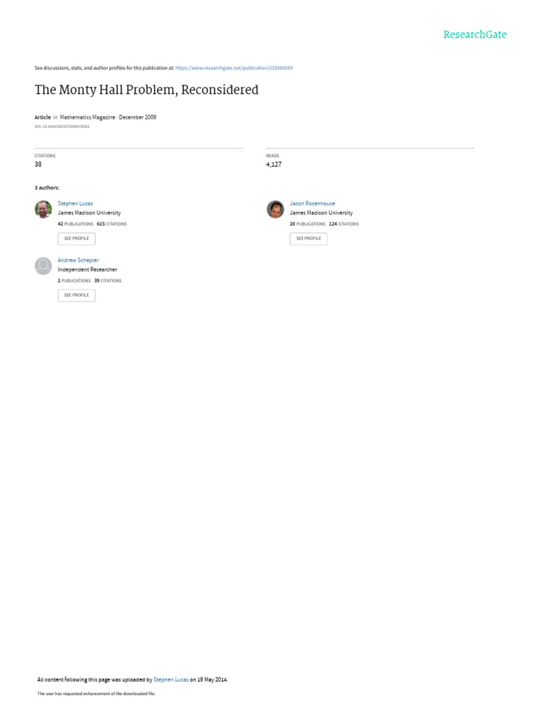 The Monty Hall Problem Reconsidered | PDF