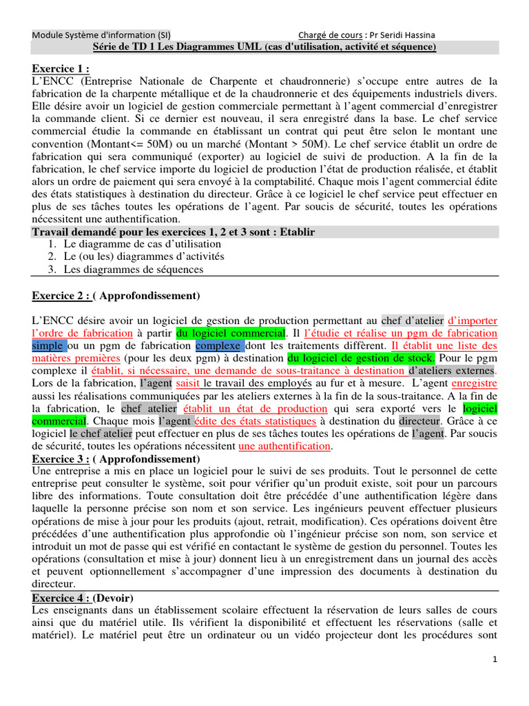 Série de TD 2 Les Diagrammes UML CORRIGE | PDF