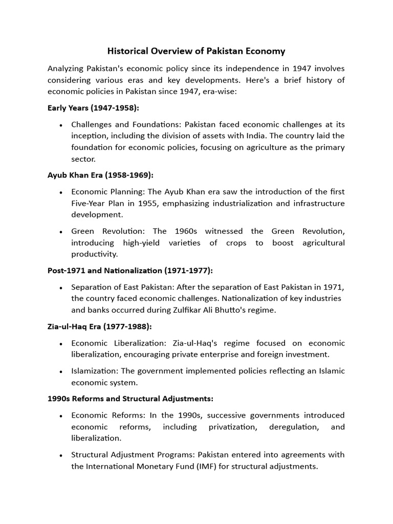 Historical Overview of Pakistan Economy | PDF | Structural Adjustment ...