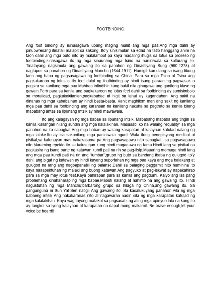 Foot Binding | PDF