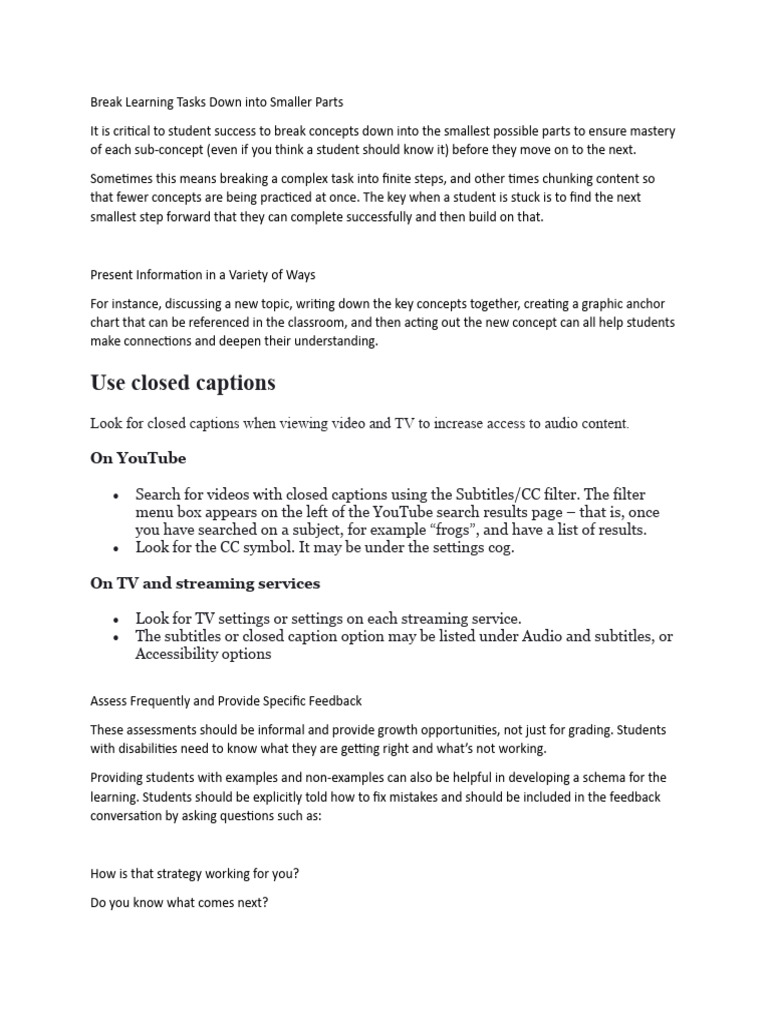 Break Learning Tasks Down Into Smaller Parts | PDF | Teachers | Learning