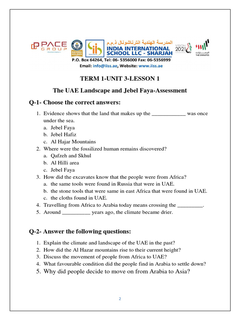 L1 (2) The UAE Landscape and Jebel Faya - Assignment | PDF | Travel