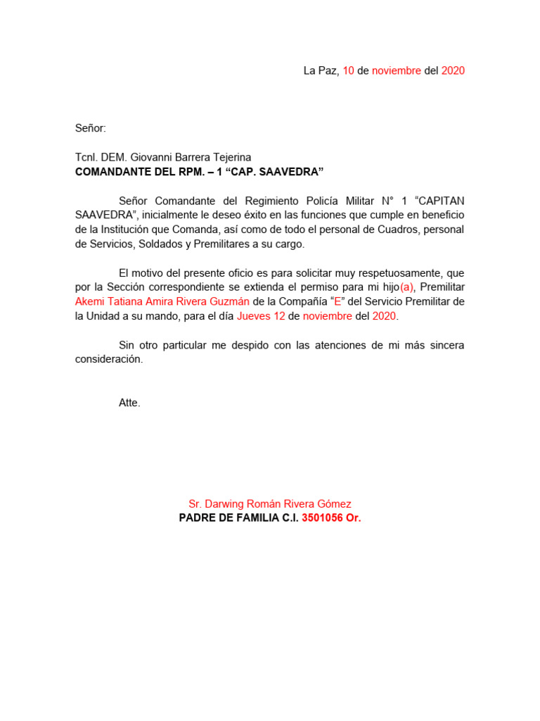 Oficio de Permiso | PDF