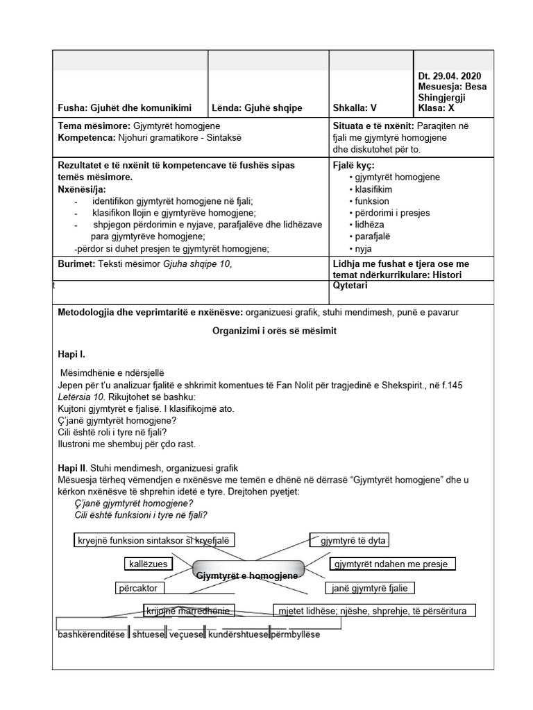 Leksion 8 Gjuhe Shqipe 10 | PDF