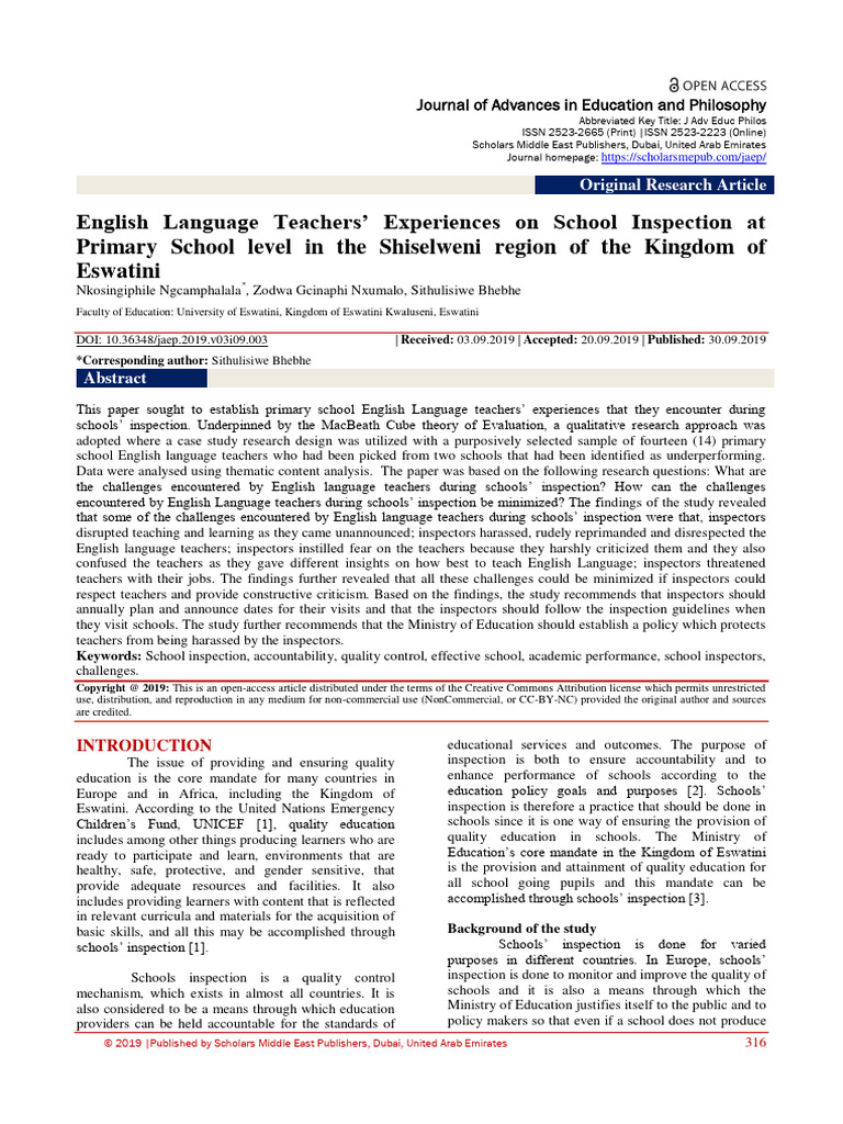 English Language Teachers Experiences On | PDF