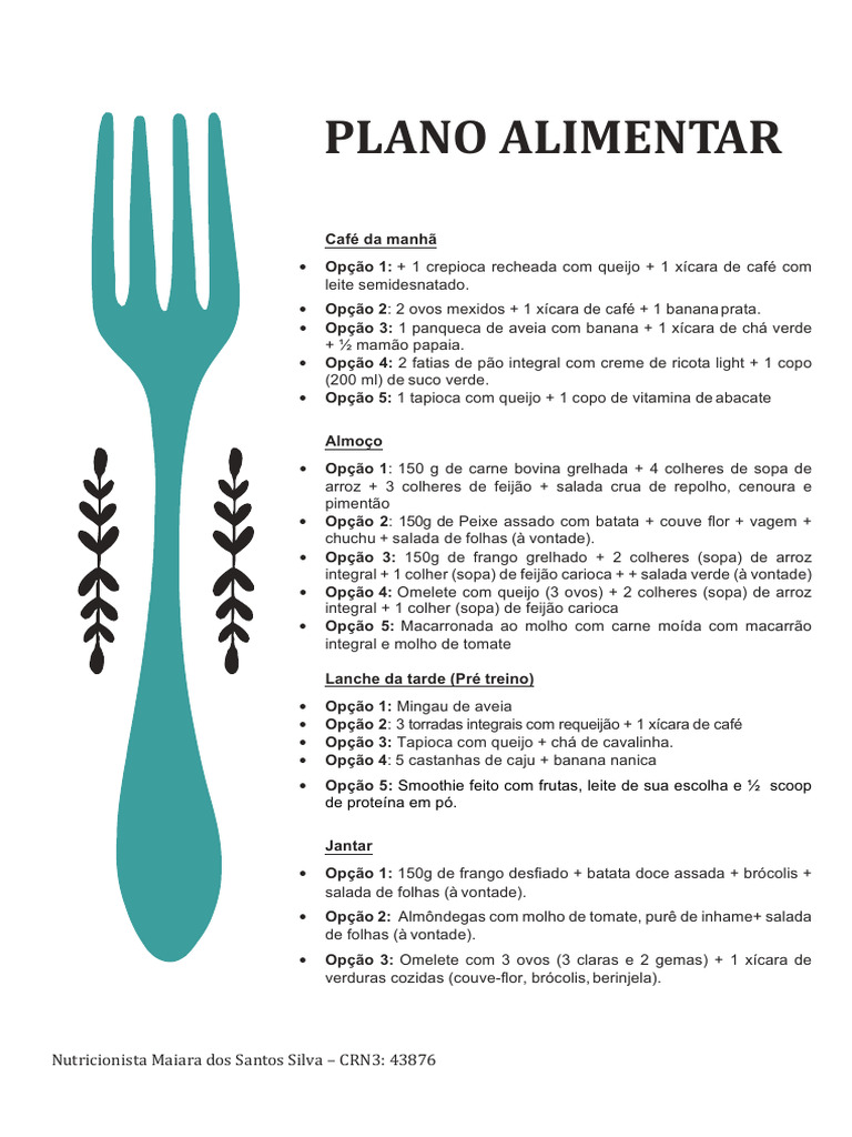 Plano Alimentar - Nutricionista Maiara Dos Santos CRN3 - 43876 Gabi ...