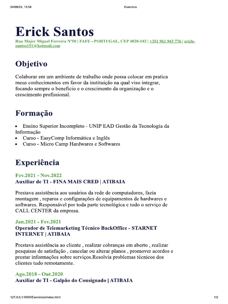 Exerci Cio 1 | PDF