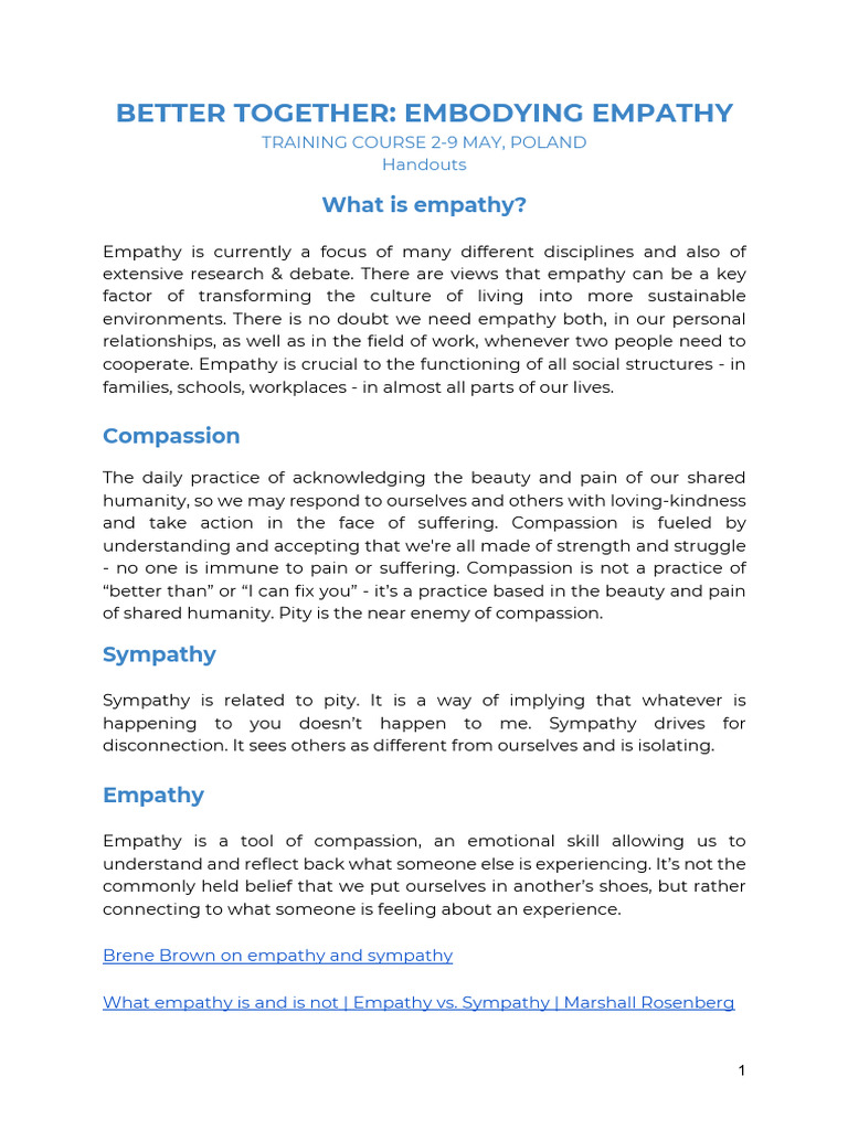Embodying Empathy Handouts | PDF