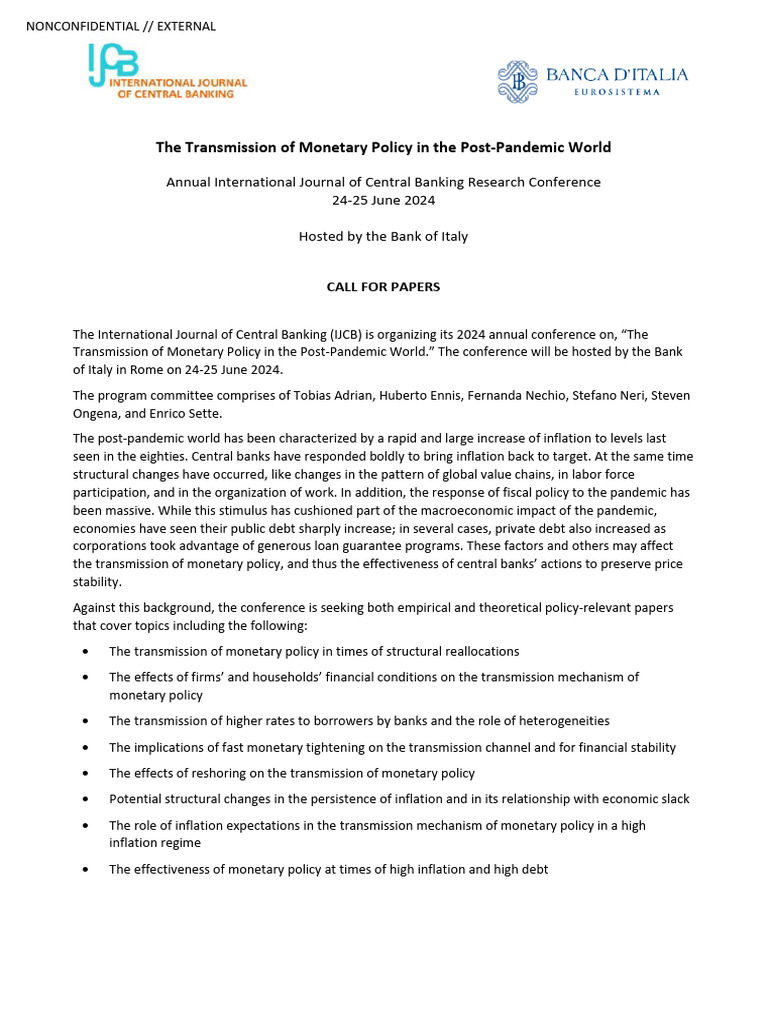 Call For Papers | PDF | Monetary Policy | Central Banks