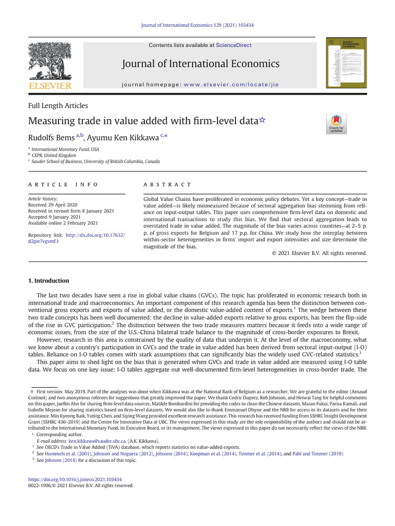 Measuring Trade in Value Added With Firm-Level Data | PDF | National ...