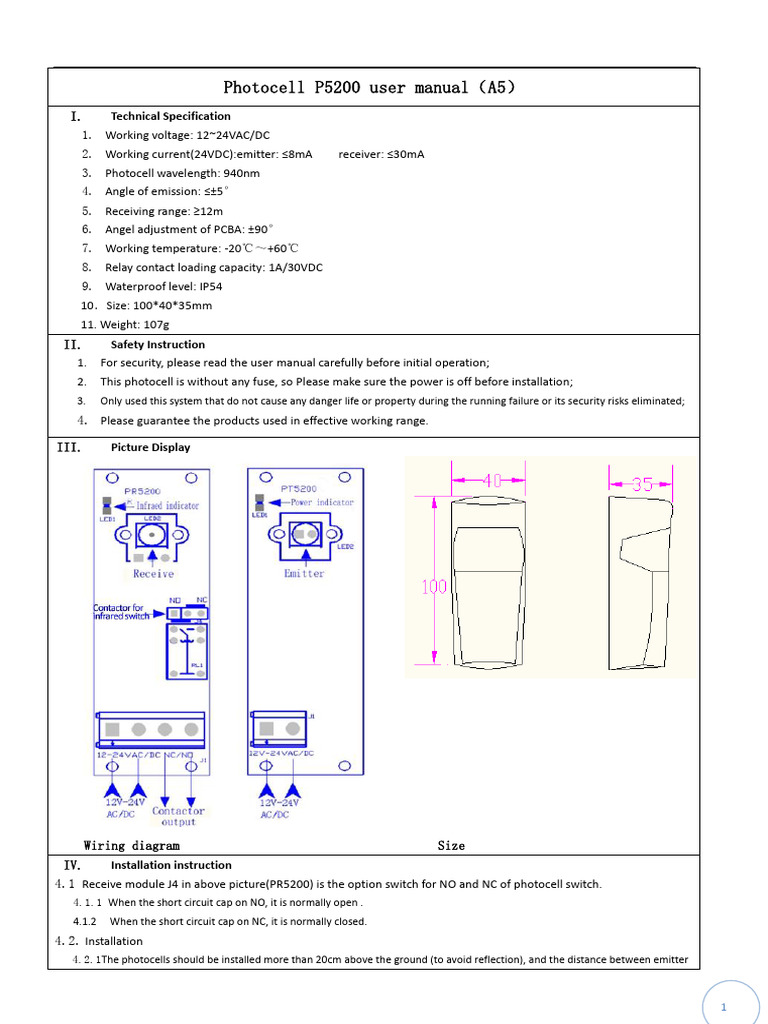 Photocell P5200 User Manual | PDF | Switch | Printed Circuit Board